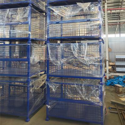 China Stackable Steel Storage Mesh Bin Warehouse Storage Cage  Industry Parts Box for sale