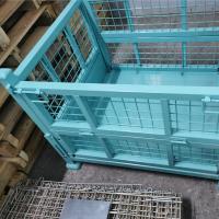 China Warehouse Storage Metal Pallet Cage Stacking Folding Steel Container Industrial Storage Box for sale