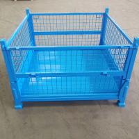 China Custom Design Fold Metal Wire Mesh Storage Cage Container Steel Pallet Box For Sale for sale