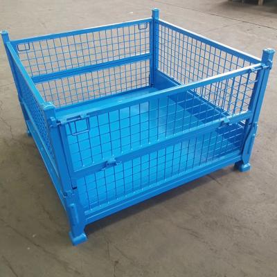 China Customized Metal Pallet Box Foldable Steel  Storage Grid Material Box For Sale for sale