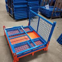 China Custom Design Fold Metal Wire Mesh Storage Cage Container Steel Pallet Box For Sale for sale
