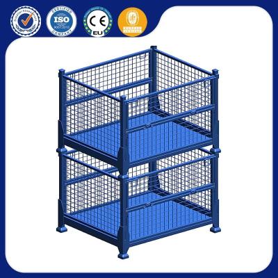 China Custom Color Steel Wire Mesh Container 1×0.8×0.84m Metal Storage Stacking Container for sale