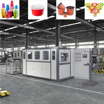 China PLC Controlled Plastic Thermoforming Machine 730mm Width for Disposable Cups for sale