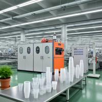 China PLC Controlled Disposable Plastic Cup Making Machine 730mm Forming Width 380V for sale