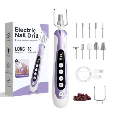 China Electric Manicure Pedicure Set 10 Level Speed Low Noise USB Charging LED Display Electric Nail Drill for sale