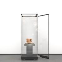 China Custom Museum Display Cabinet Frameless Glass Freestanding Display Cabinets for sale