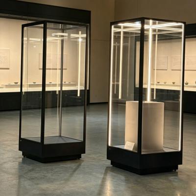 China Freestanding Display Cabinet Lockable Museum Showcase with Dimmable LED for Art Galleries for sale