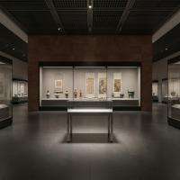 China Custom Table Display Cabinet,Museum Table Display Unit, Five Glass Surfaces, Complete Circle, Gel, Books for sale