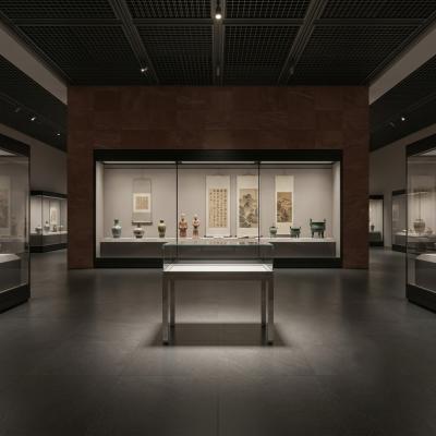 China Custom Table Display Cabinet,Museum Table Display Unit, Five Glass Surfaces, Complete Circle, Gel, Books for sale
