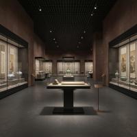 China Museum T Type Display Cabinet Custom Table-form Glass Case, Five Sides, Panoramic, Climate Option, Fabrics for sale