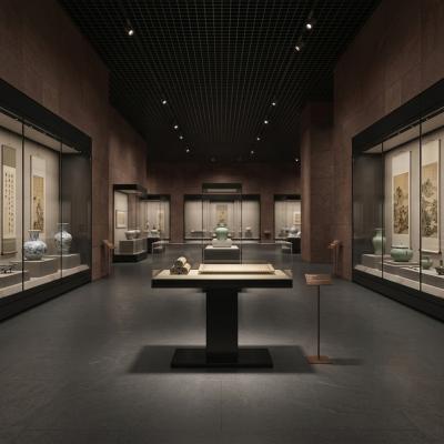 China Museum T Type Display Cabinet Custom Table-form Glass Case, Five Sides, Panoramic, Climate Option, Fabrics for sale