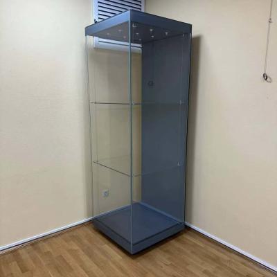 China Frameless Glass Freestanding Display Cabinet Museum Showcase Customizable Three-tier Display Space for sale