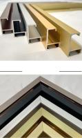 China 25mm Side Height Bend Mirror in Bright Gold Aluminum Alloy for Living/Bath Room Decor for sale