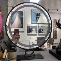 China Brushed Gold Black Round Metal Framed Big Circle Hanging Wall Mirror Dressing Mirror for sale