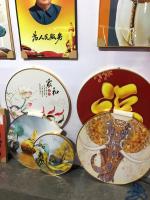 China Brushed Gold Black Round Metal Framed Big Circle Hanging Wall Mirror Dressing Mirror for sale