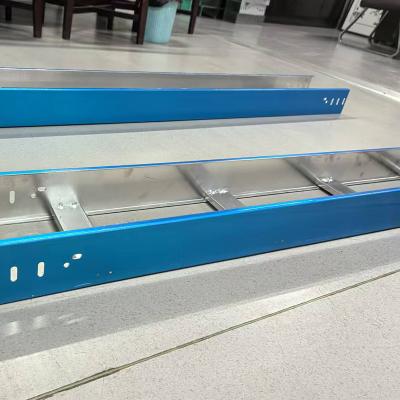 China 24 Inch Aluminum Ladder Cable Tray 50-150mm Height 100-1000mm Width Solid Bottom Overhead Raceway for sale