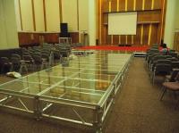 China 4 Level 1.22*1.22M Size  Adjustable Alumimum Stage, Aluminum Glass Stage With 18mm Glass For Fashion Show for sale