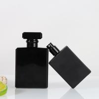 China 30ml Pocket Spray Bottle Empty Black Luxury Custom Mist Square Glass for sale