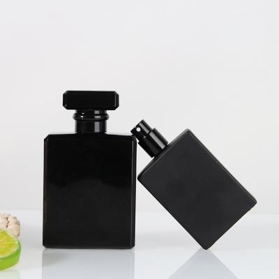 China 30ml Pocket Spray Bottle Empty Black Luxury Custom Mist Square Glass for sale
