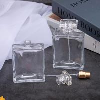 China Empty 50ml Travel Perfume Spray Bottle Clear Refillable Flat Luxury Square Cosmetic for sale
