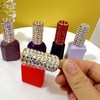 China Empty 12ml 15ml Glass Nail Polish Bottle Black White Pink Blue Color for sale