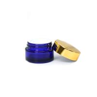 China Hanya Glass Lotion Bottles 30g 50g Blue Cosmetics Glass Jar for sale
