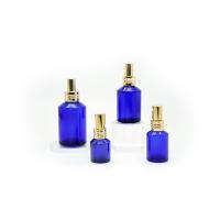 China Hanya Glass Lotion Bottles 30g 50g Blue Cosmetics Glass Jar for sale
