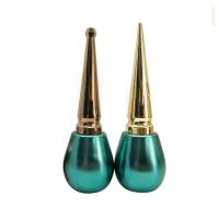 China Hanya Small Green Nail Polish Bottles With Long Golden Cone Cap for sale