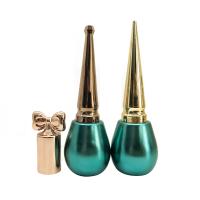 China Hanya Small Green Nail Polish Bottles With Long Golden Cone Cap for sale