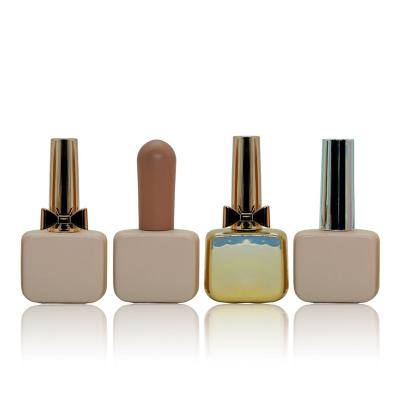 China Empty Square Glass Gel Nail Polish Bottle With Bow Cap And Brush for sale