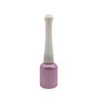 China Round 5ml 10ml 12ml 15ml Glass Nail Polish Bottle With Bamboo Wood Grain Brush Cap for sale