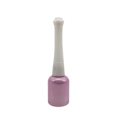 China Round 5ml 10ml 12ml 15ml Glass Nail Polish Bottle With Bamboo Wood Grain Brush Cap for sale