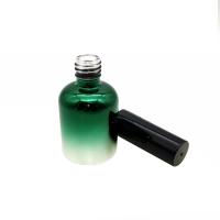 China Round 5ml 10ml 12ml 15ml Glass Nail Polish Bottle With Bamboo Wood Grain Brush Cap for sale