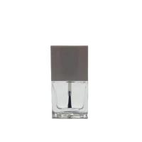 China Square Shape Clear UV Gel Glass Nail Polish Bottle With Black And White Cap And Brush for sale