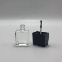China Square Shape Clear UV Gel Glass Nail Polish Bottle With Black And White Cap And Brush for sale
