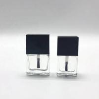 China Square Shape Clear UV Gel Glass Nail Polish Bottle With Black And White Cap And Brush for sale