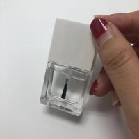China Square Shape Clear UV Gel Glass Nail Polish Bottle With Black And White Cap And Brush for sale