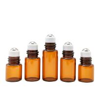 China Cylinder Amber Glass Roll On Bottles 2ml 3ml 5ml Rollerball Perfume Container for sale