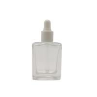 China Square Transparent Cosmetic Glass Lotion Bottles With Dropper 1oz 2oz for sale