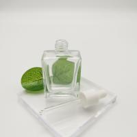 China Square Transparent Cosmetic Glass Lotion Bottles With Dropper 1oz 2oz for sale
