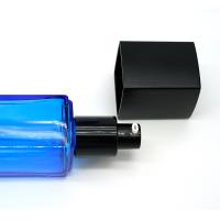 China Hanya Glass Lotion Bottles Square Blue Yellow 50ml Foam Pump Bottle for sale