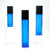 China Hanya Glass Lotion Bottles Square Blue Yellow 50ml Foam Pump Bottle for sale