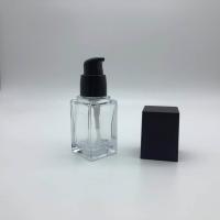 China Luxury Square Empty Foundation Glass Lotion Bottles With Pump 15ml for sale