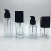 China Luxury Square Empty Foundation Glass Lotion Bottles With Pump 15ml for sale