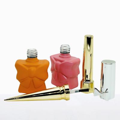 China Cosmetics Glass Matte Gel Polish Bottle with Pretty Plastic Screw Cap Round for sale