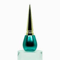 China Glossy Green Round Nail Polish Bottles With Brush 10ml Refillable for sale