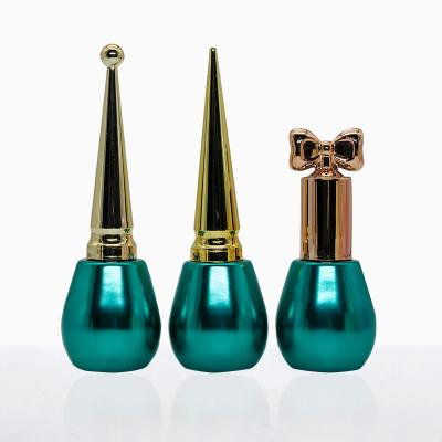 China Glossy Green Round Nail Polish Bottles With Brush 10ml Refillable for sale