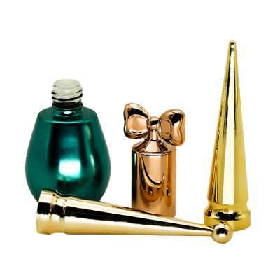China Unique 10ml 15ml Green Glass Empty Gel Nail Polish Bottle With Brush for sale