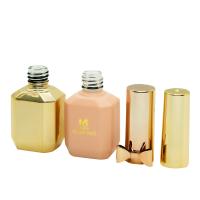 China Glossy Plated Pink Gel Polish Square Bottle 7ml 9ml 10ml Nail Polish Bottle for sale