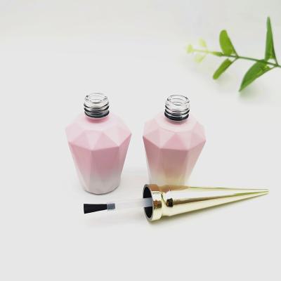 China 13ml Pointed Lid Nail Polish Bottles Gold Cap Nail Polish Jars for sale